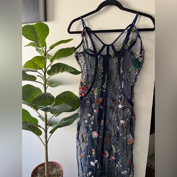Kittenish | Dresses | Xl Kittenish Sheer Embroidered Floral Dress | Poshmark